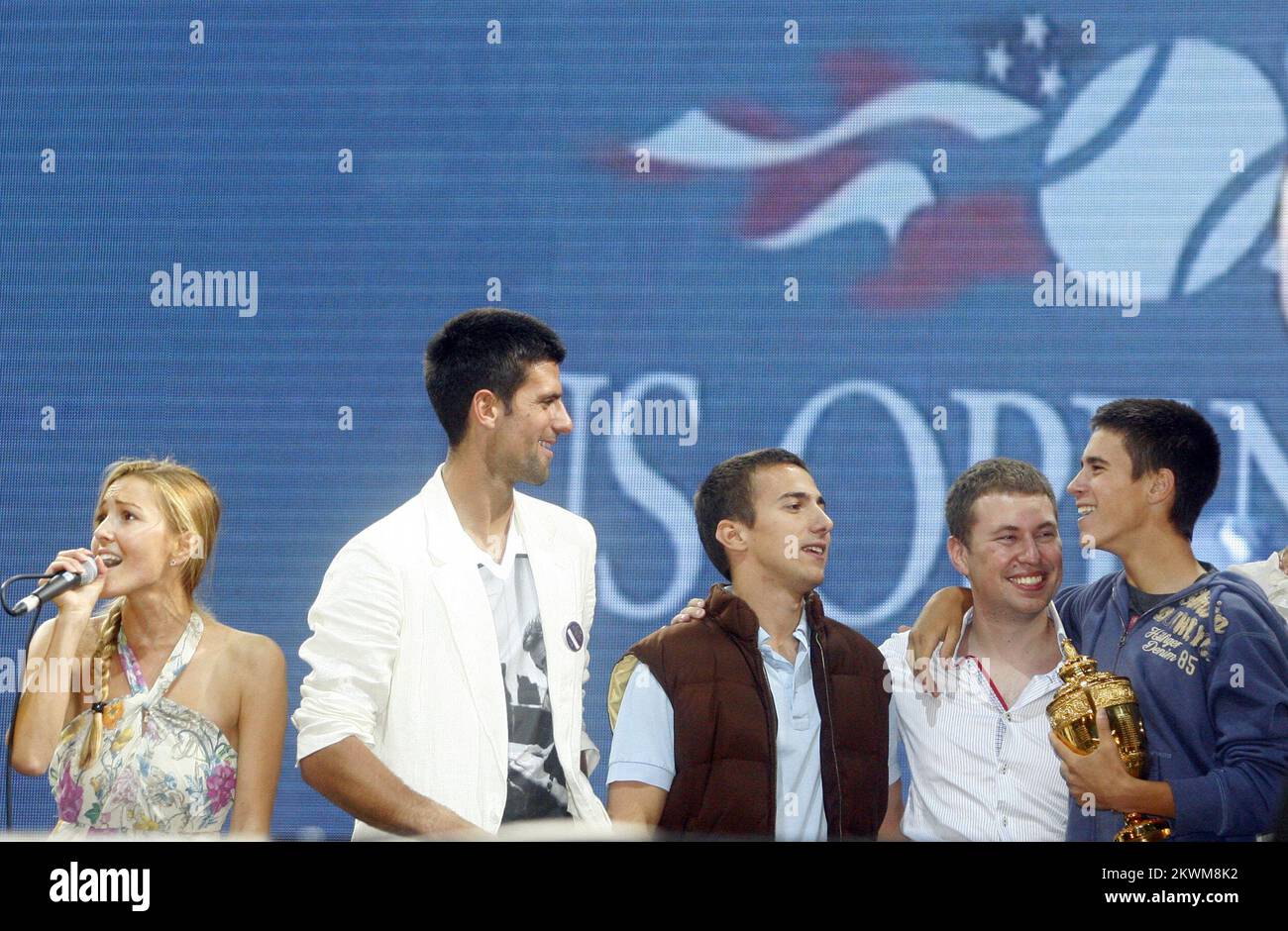 Novak Djokovic with his girlfriend Jelena Ristic and brothers Marko ...