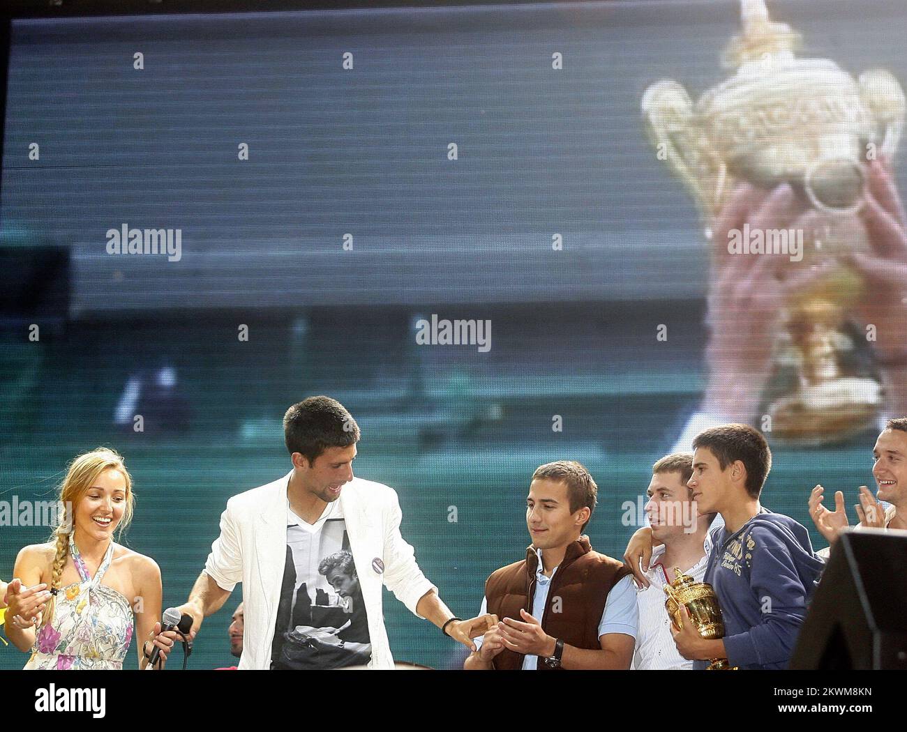 Novak Djokovic with his girlfriend Jelena Ristic and brothers Marko ...