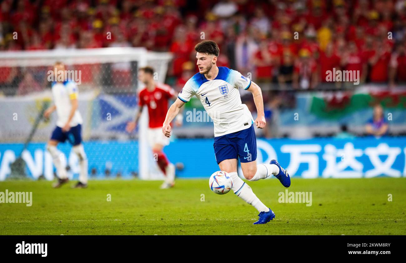 Doha, Qatar. 29th Nov, 2022. Declan Rice (England) Wales - England ...