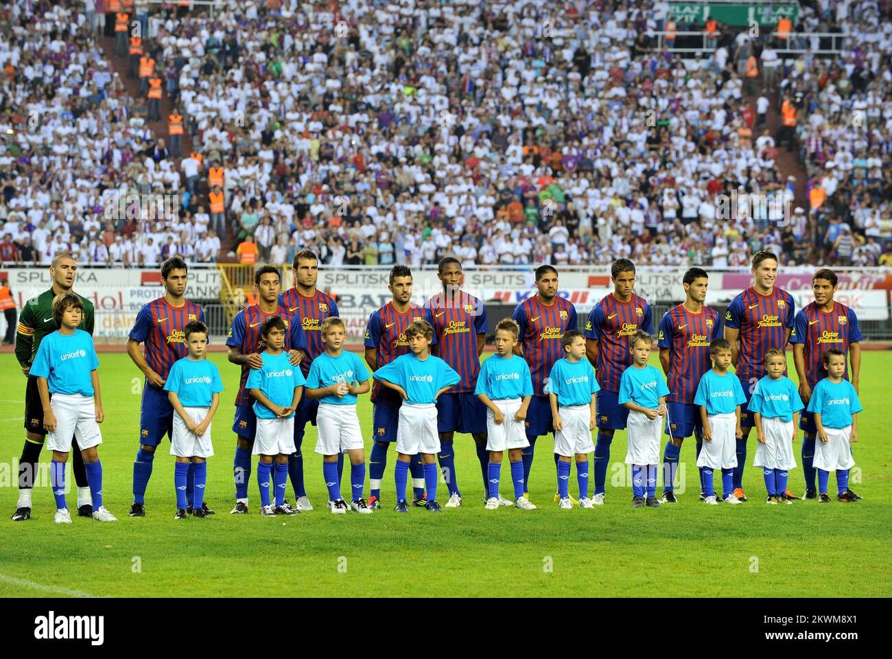 Barcelona line up before the game Stock Photo - Alamy