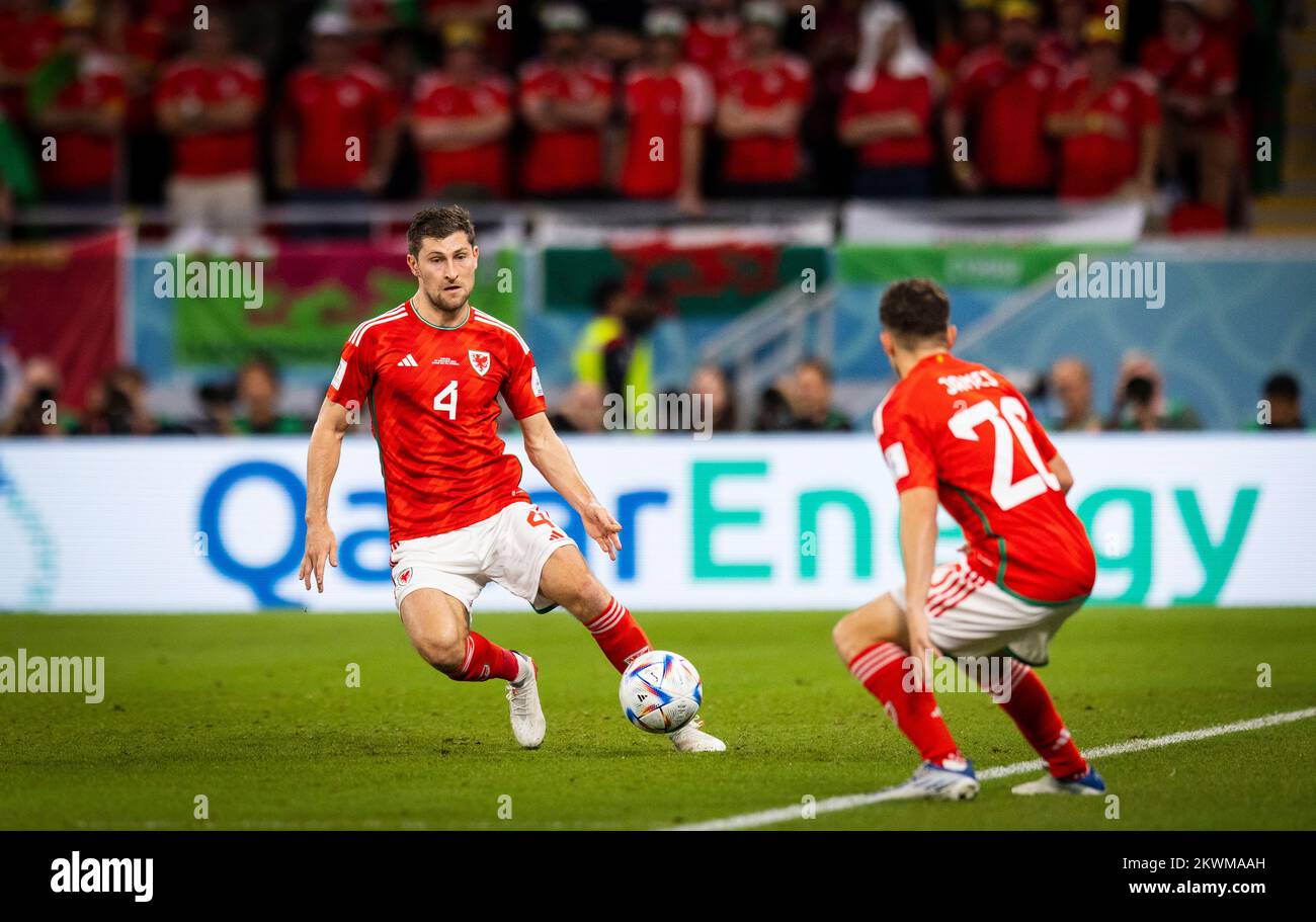 Doha, Qatar. 29th Nov, 2022. Ben Davies (Wales), Daniel James (Wales ...