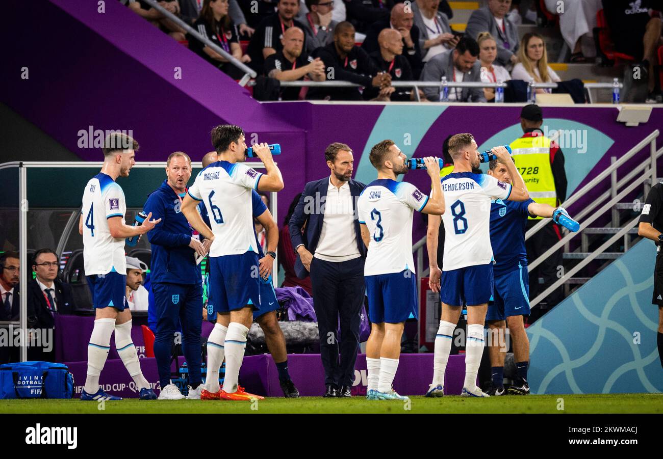 Doha, Qatar. 29th Nov, 2022. Declan Rice (England), Harry Maguire ...