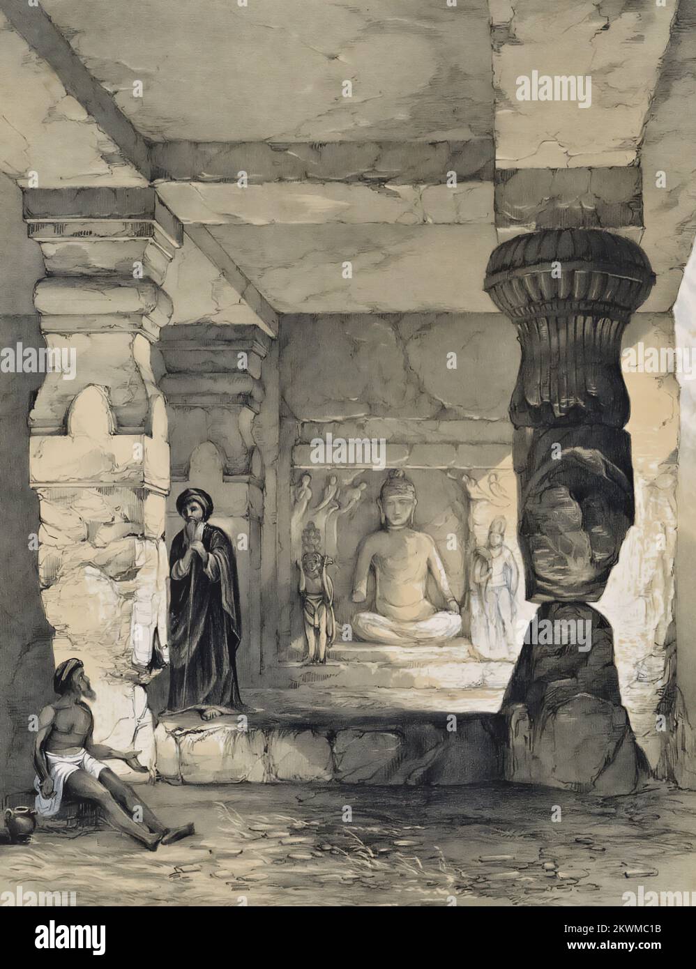 Kannari [ Kanheri Caves ] - Interior of Small Vihara. from the book ...