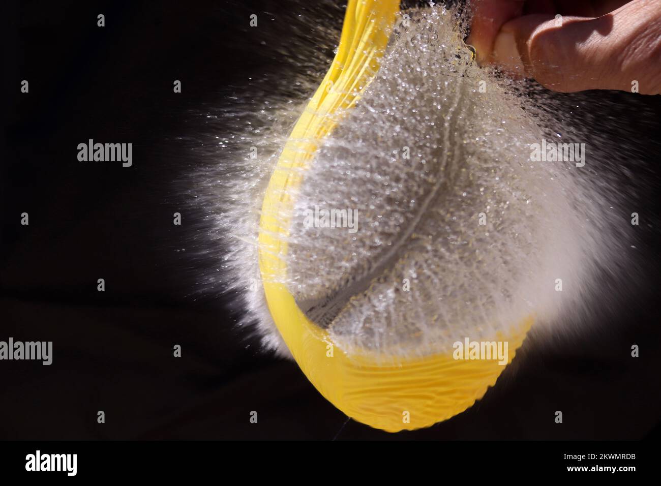 Splash of water balloon on black background Stock Photo - Alamy