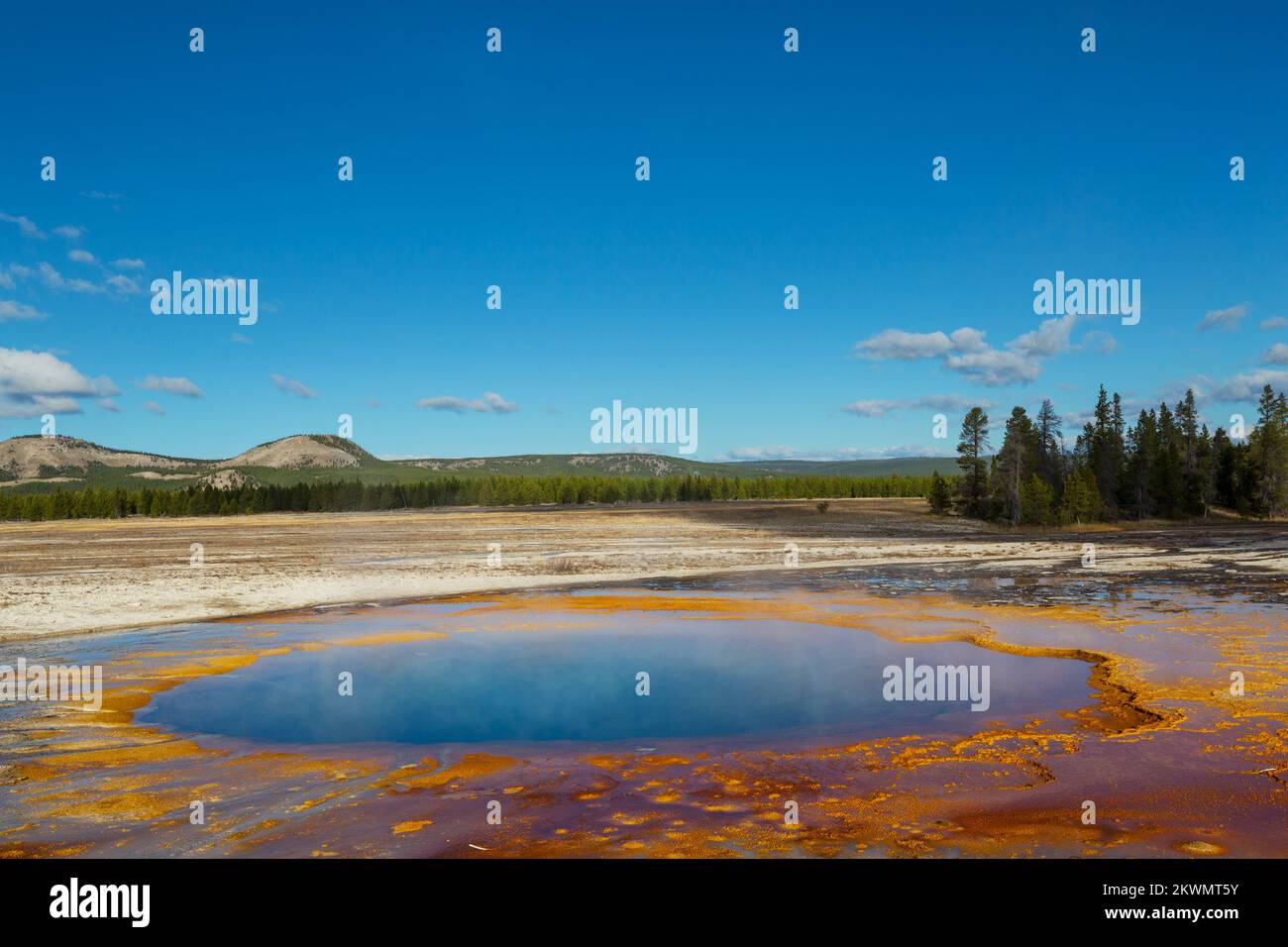 Inspiring natural background. Pools and geysers fields in Yellowstone ...