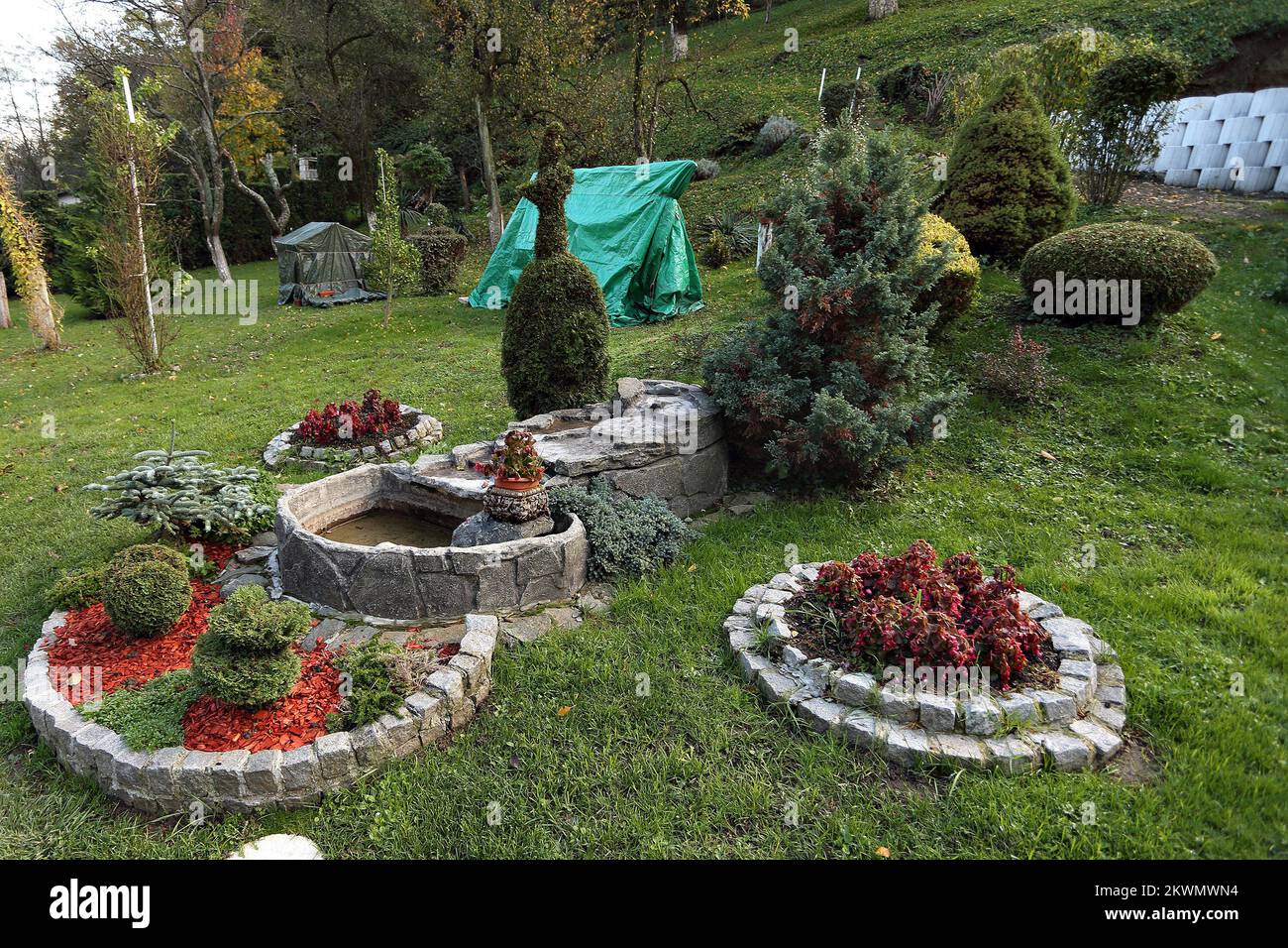 30.10.2012., Zagreb,Croatia - Garden in the backyard of family ...