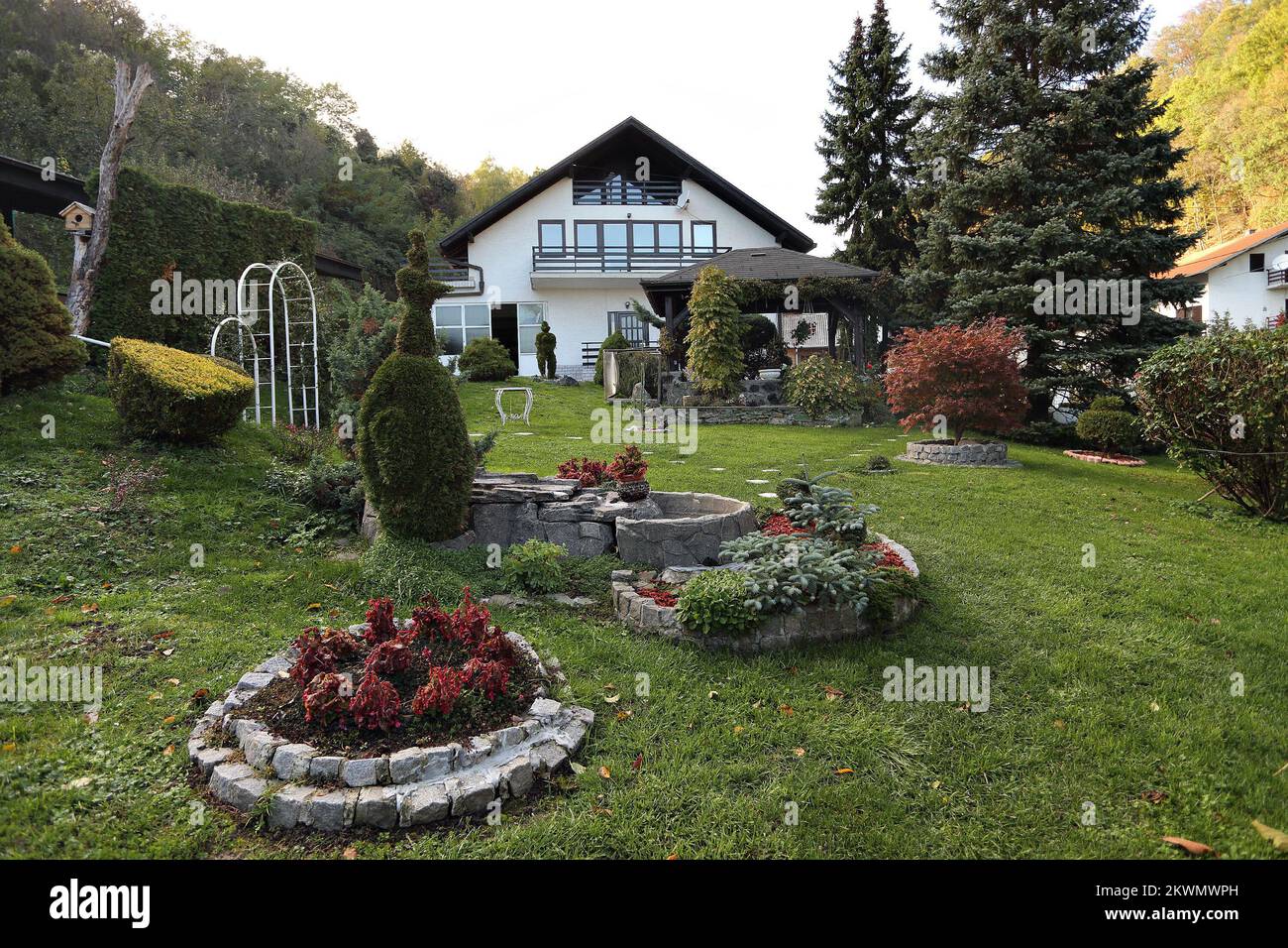 30.10.2012., Zagreb,Croatia - Garden in the backyard of family ...