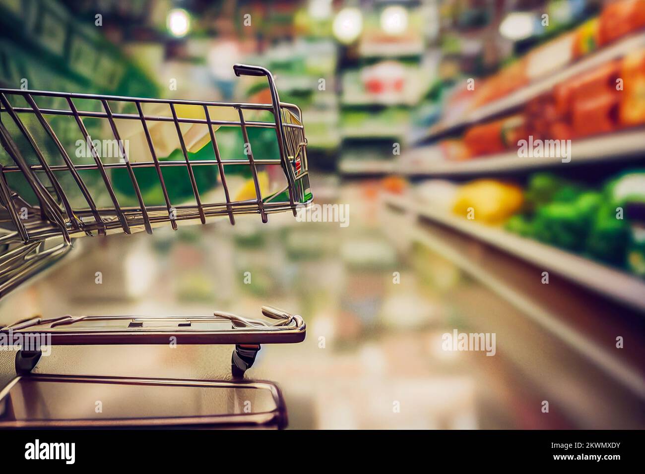 shopping cart in supermarket illustration Stock Photo - Alamy