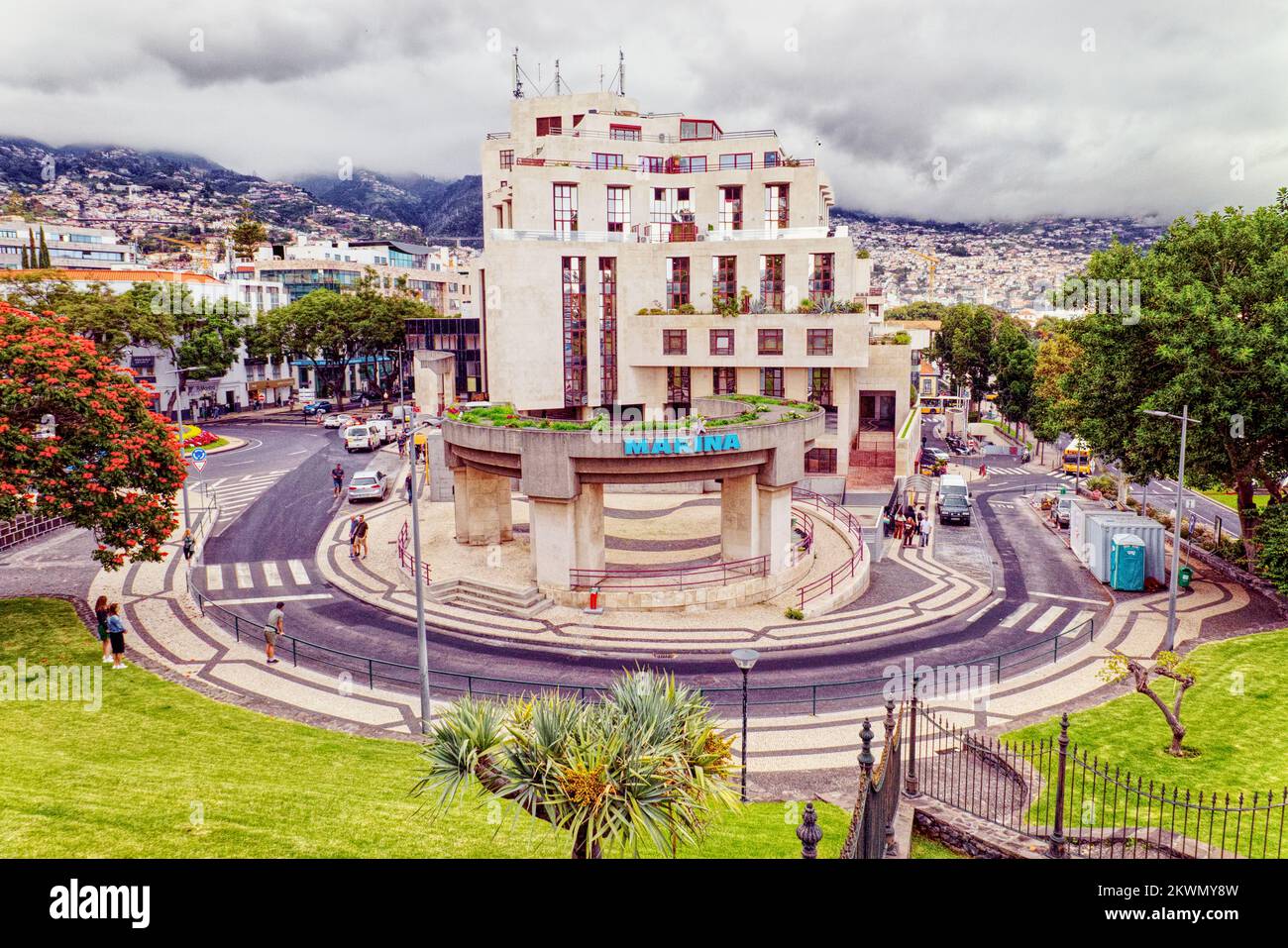 Rotunda do infante roundabout and Marina shopping centre. Funchal ...