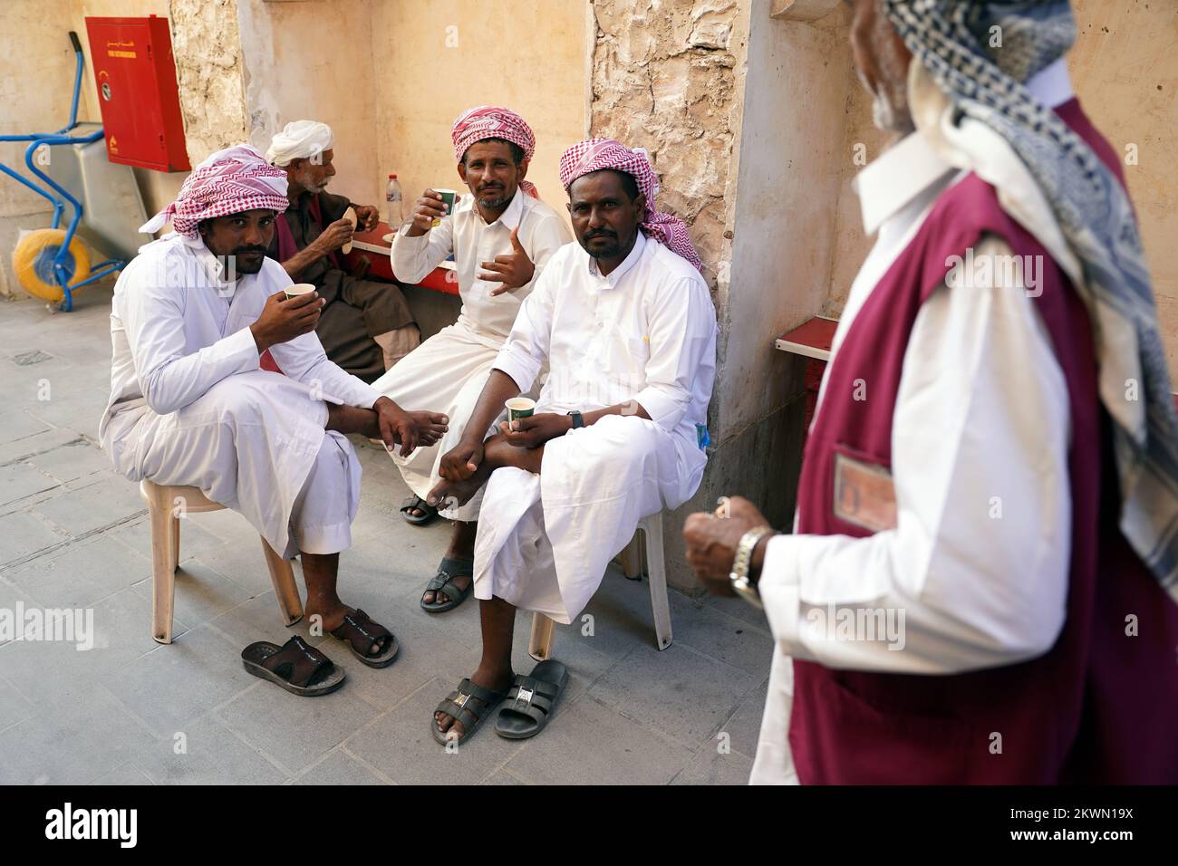 Local residents in the Souq area of Doha. Picture date: Wednesday ...