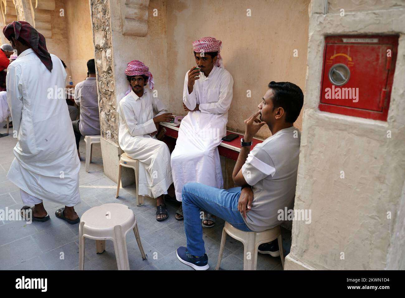 Local residents in the Souq area of Doha. Picture date: Wednesday ...