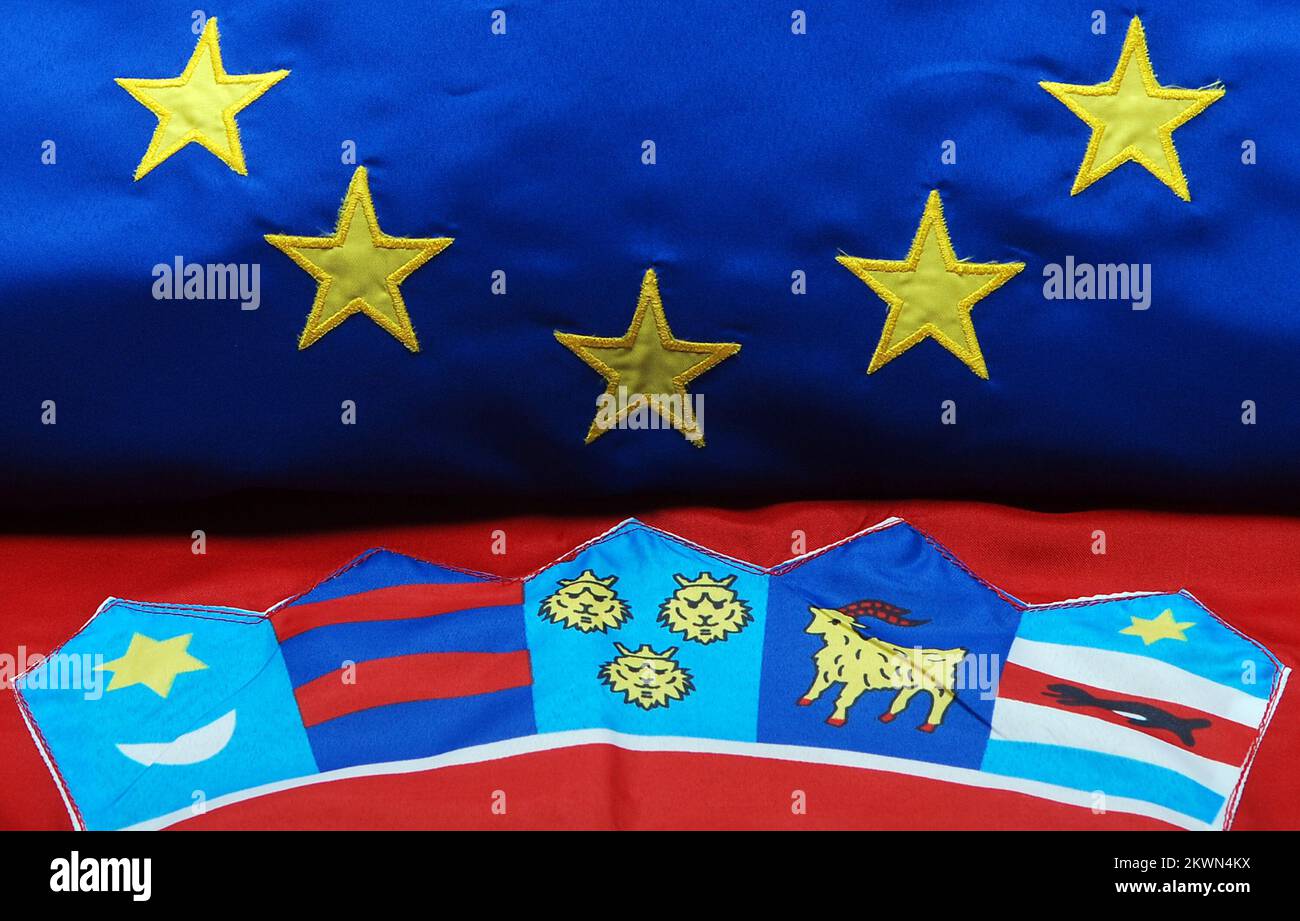 23.06.2013: Zagreb, Croatia: Croatian flag combined with frag of ...