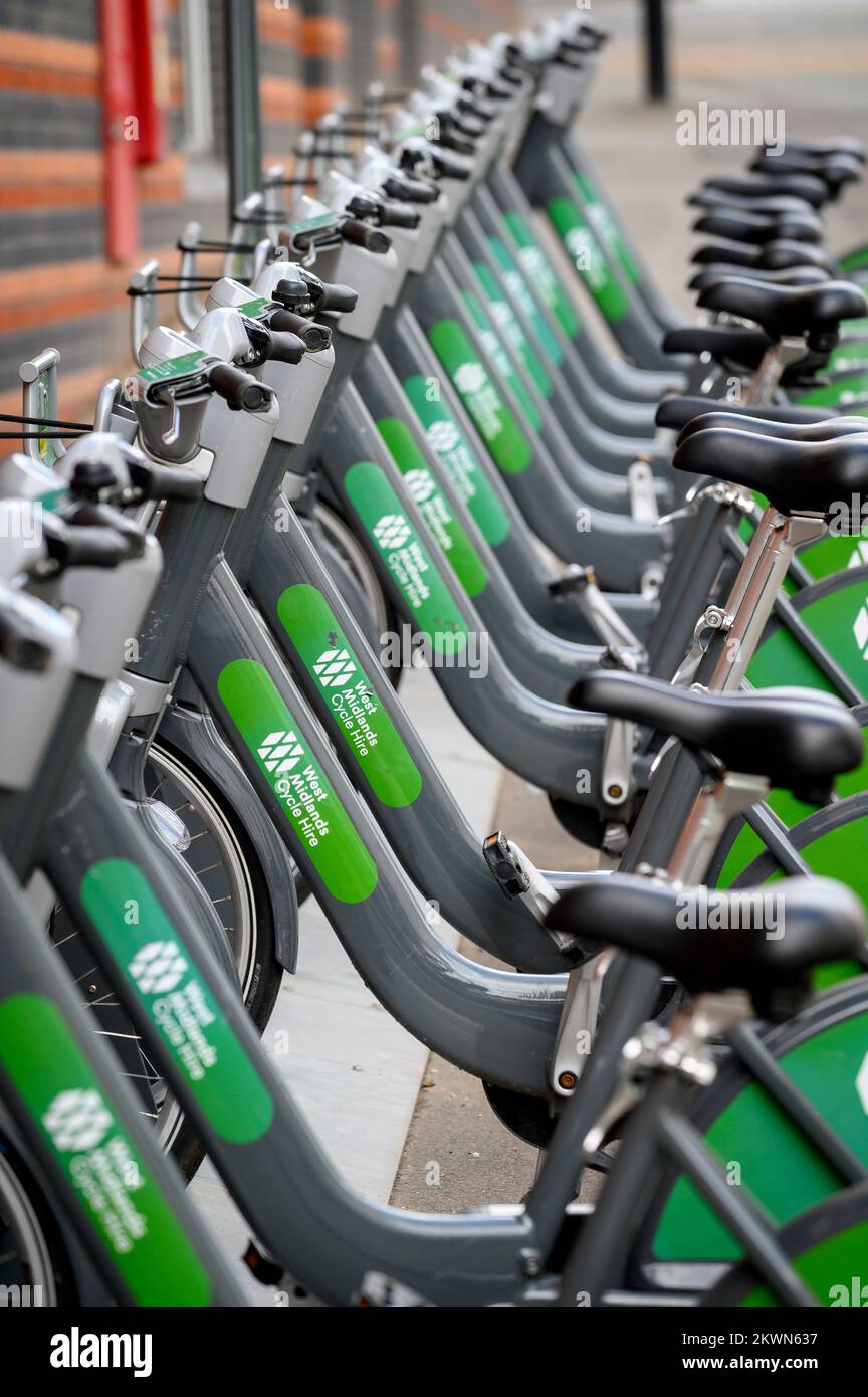 Ebikes for hire as part of the West Midlands hire scheme in Birmingham ...