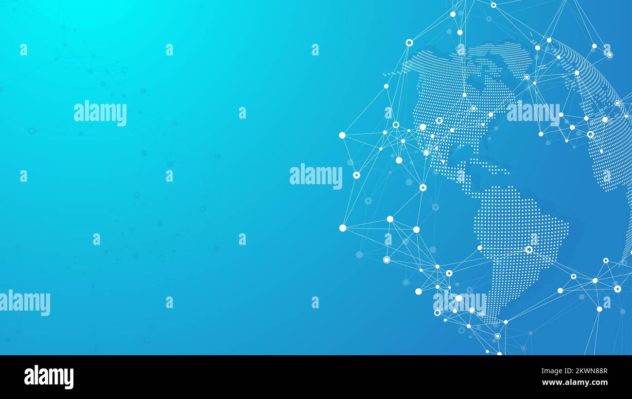 Global communication network concept illustration. Social network ...