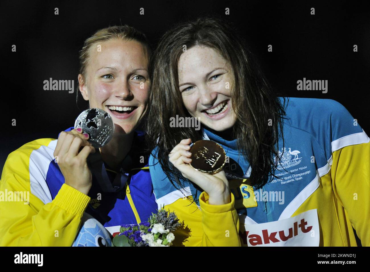 Cate Campbell from Australia, gold medal and Sarah Sjostrom, from ...