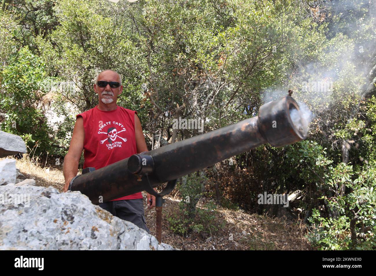 07.08.2013., Vrsar, Croatia - Pirate cave above the Lim Channel is a favorite destination for ...
