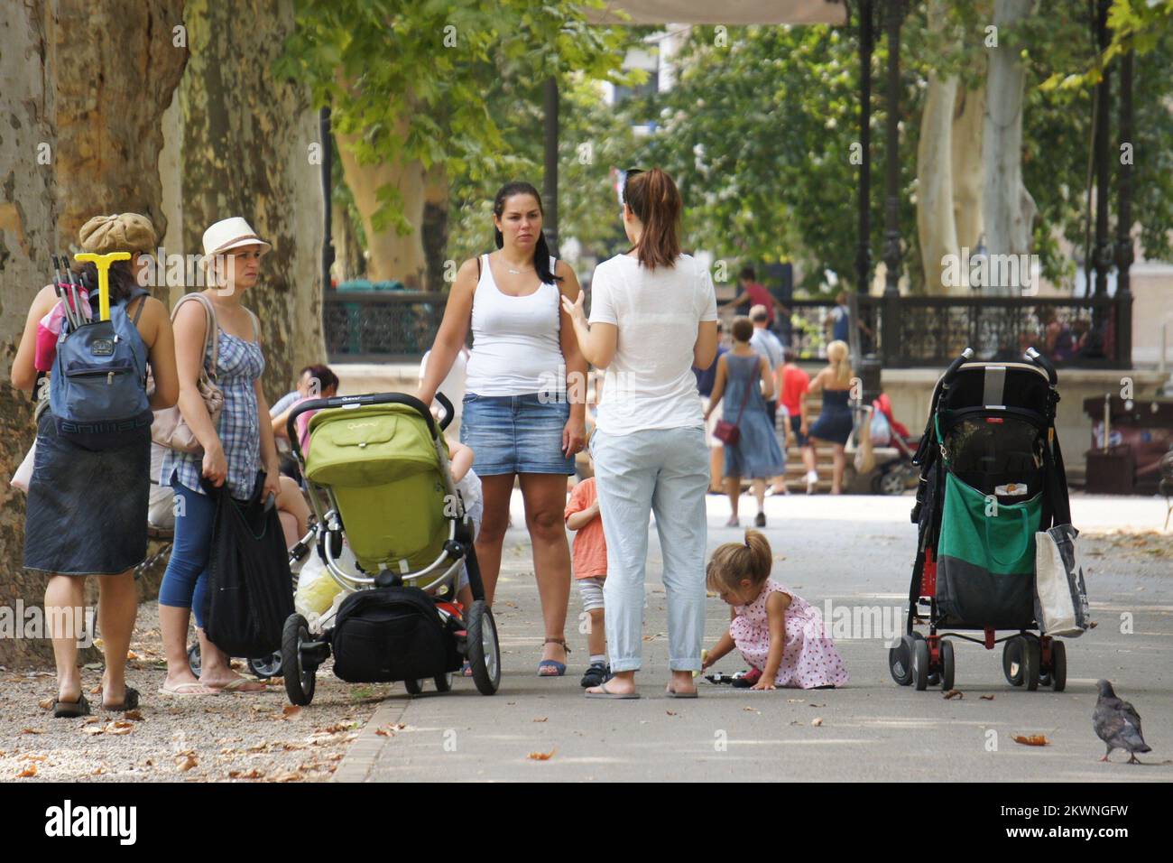 19.08.2013., Zagreb,Croatia - Citizens and tourists enjoy walking and ...