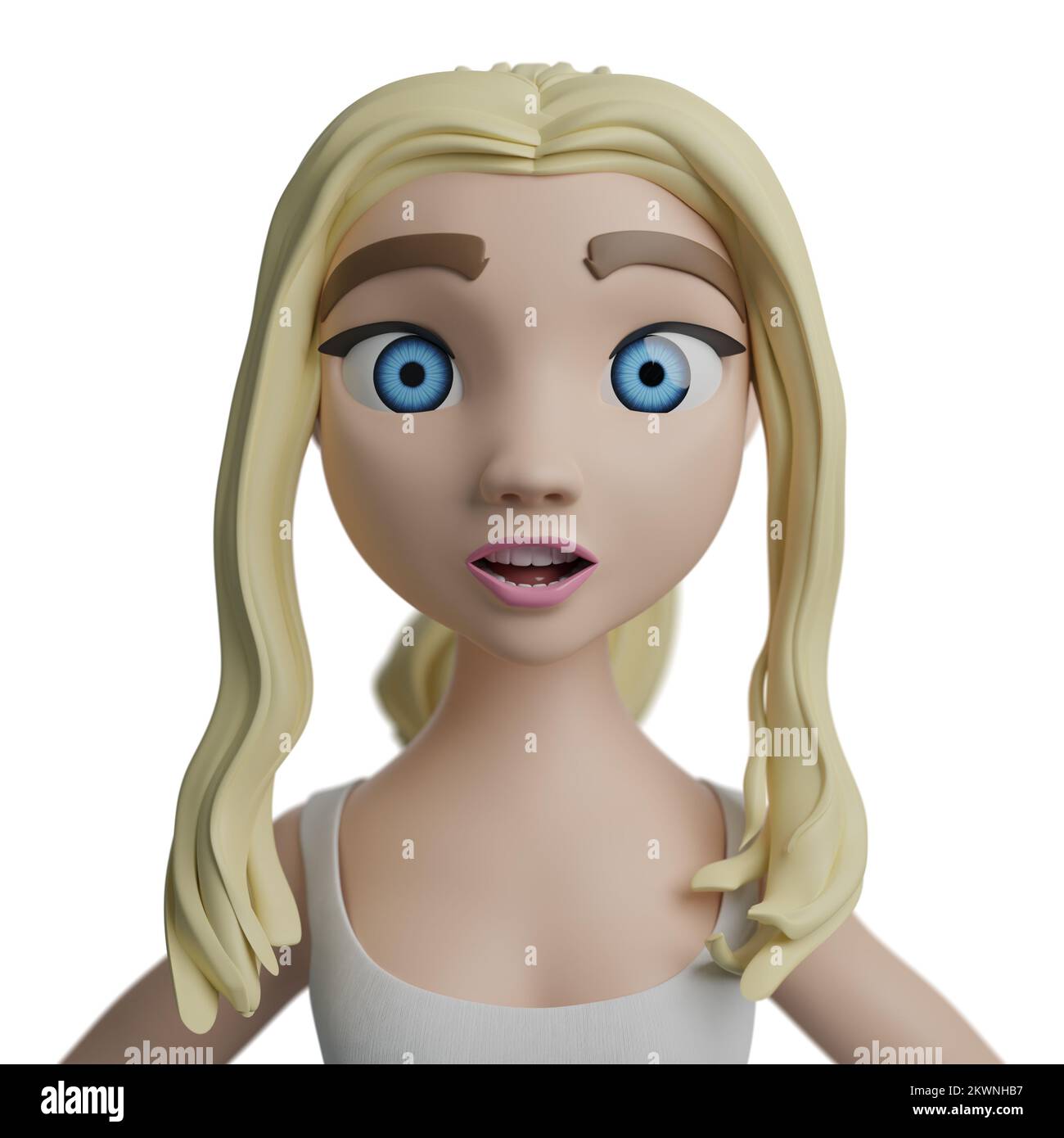 Close-up 3D portrait of yong caucasian woman in positive view ...