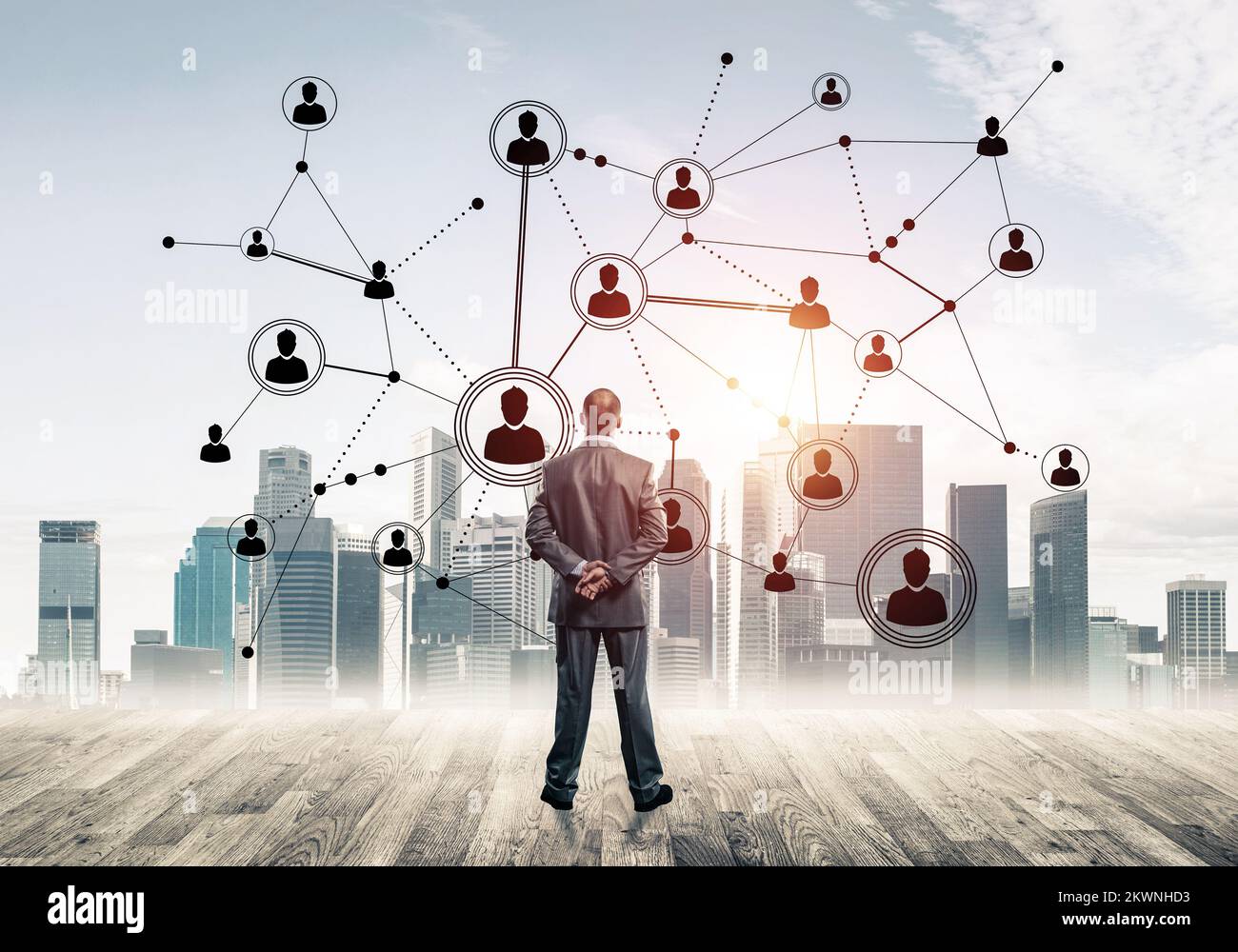 Social connection concept drawn on screen as symbol for teamwork and ...