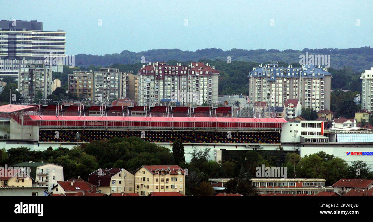 Serbia, Belgrade - Vozdovac Belgrade Football Club stadium on the roof ...