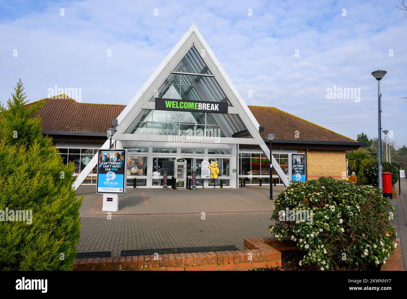 Welcome Break services on the M11 motorway, Stansted, England Stock ...