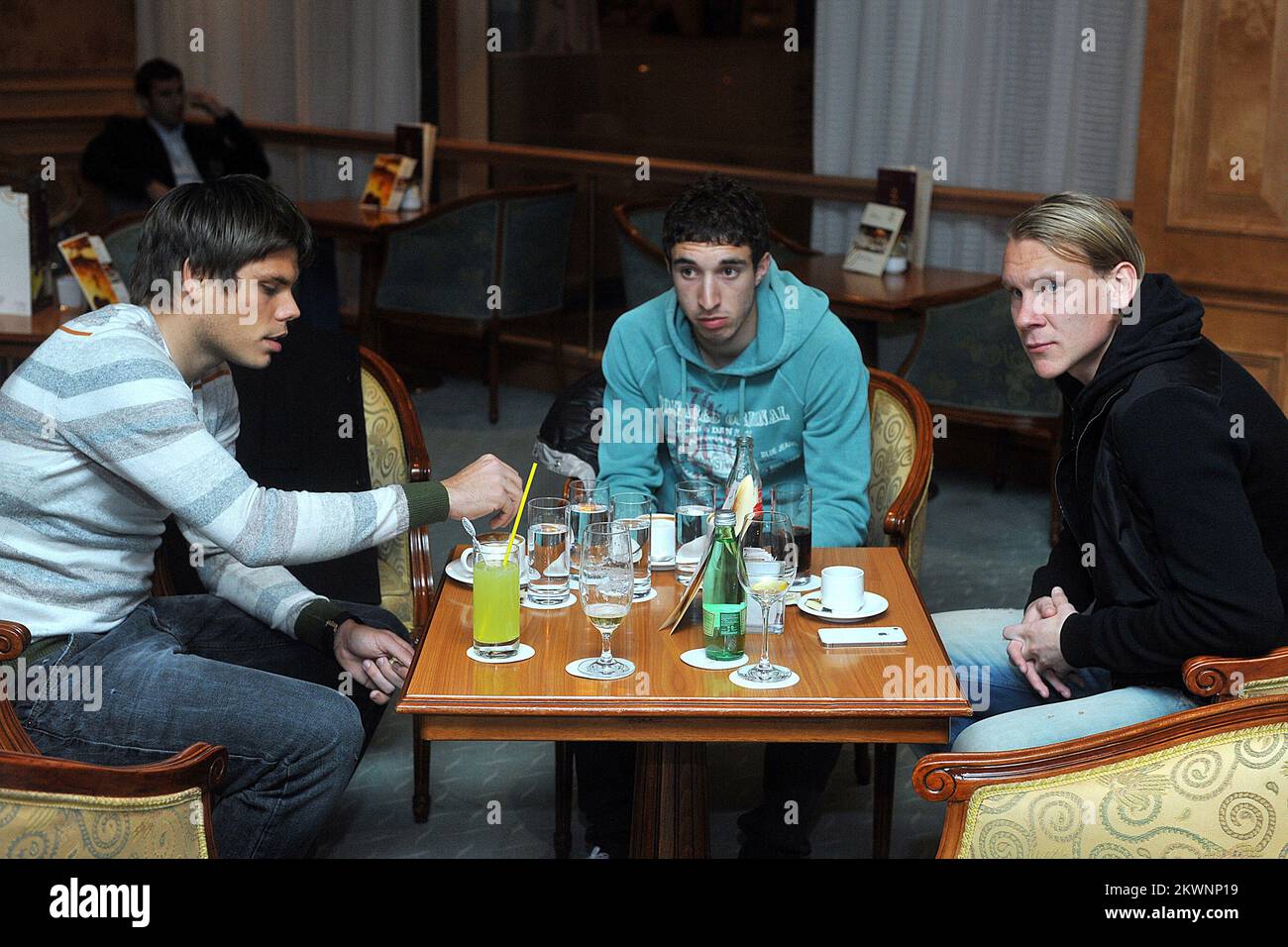 Ognjen Vukojevic, Sime Vrsaljko and Domagoj Vida are seen at the Hotel ...
