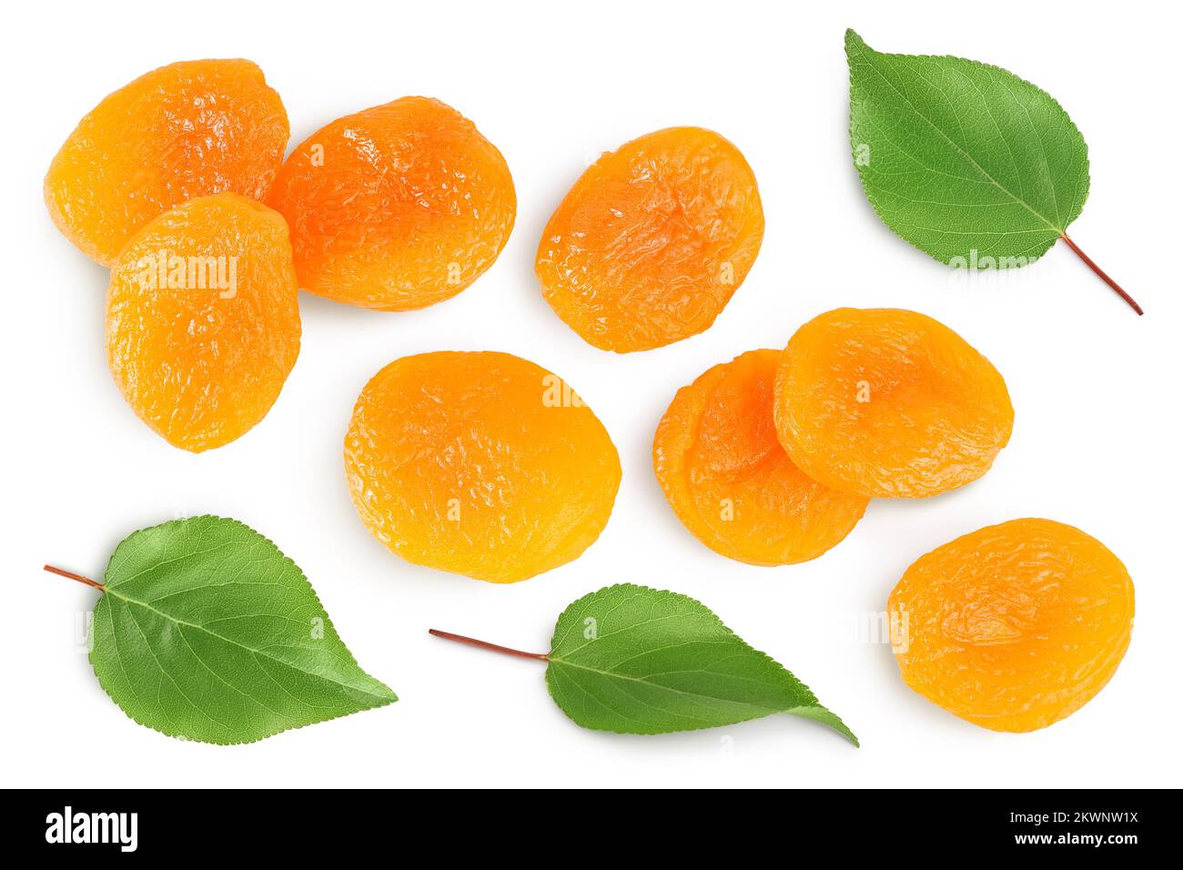 Dried apricots isolated on white background with full depth of field ...
