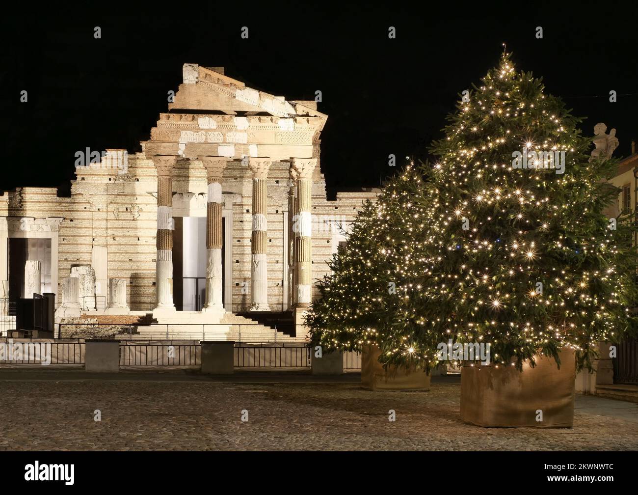 Ruins of the roman forum in the centre of Brescia, Lombardy, Italy ...