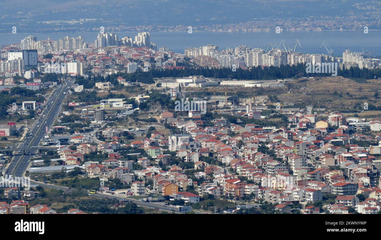 Panorama of Split and the eastern suburbs of the city. View over ...
