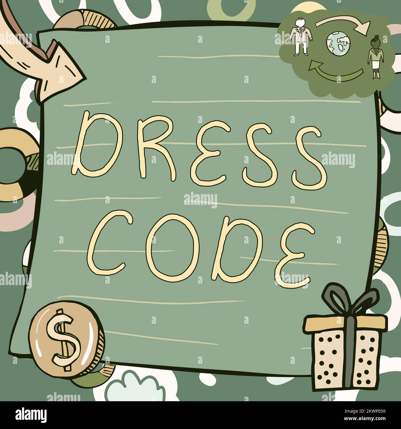 Text caption presenting Dress Code, Business concept an accepted way of ...