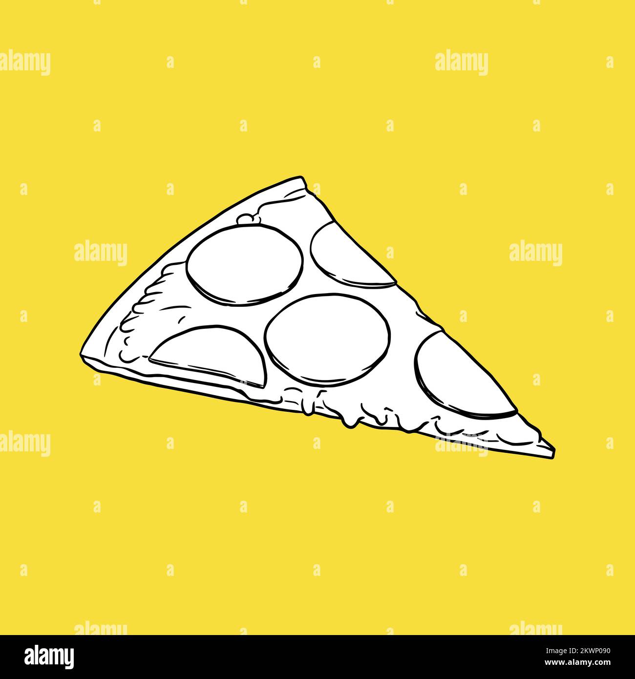 Detailed Retro Drawing Pizza Slice. - Vector. Vector illustration Stock ...