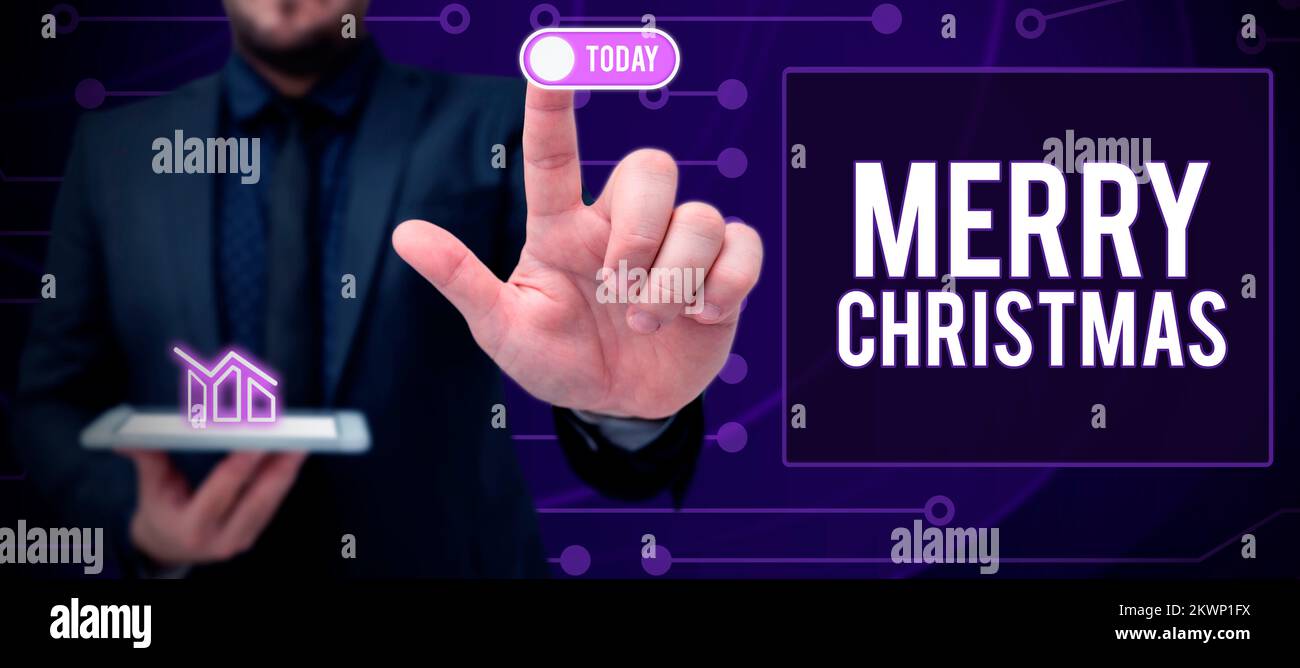Sign displaying Merry Christmas, Internet Concept annual tradition to ...