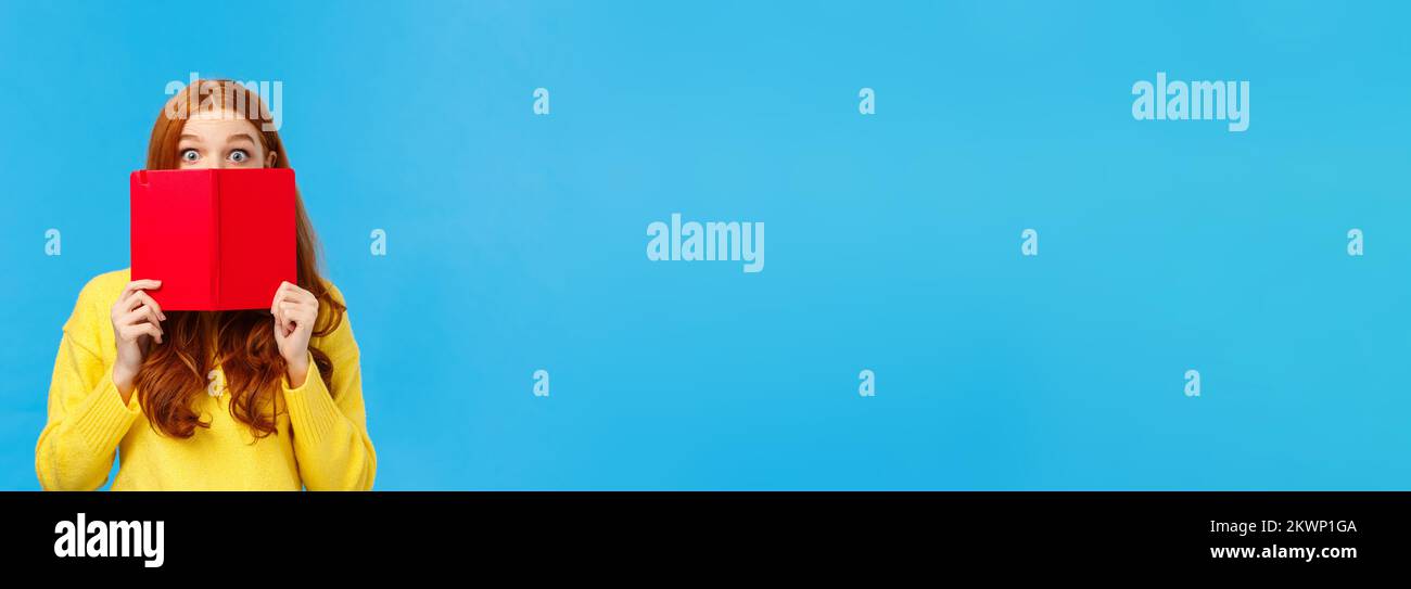 Shy and cute redhead girl like reading books and writing in diarty ...