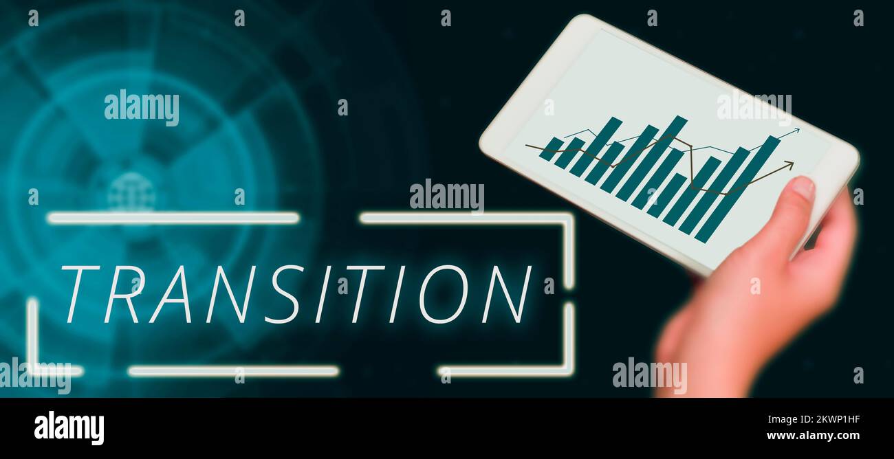 Text caption presenting Transition, Business concept a dramatic or ...