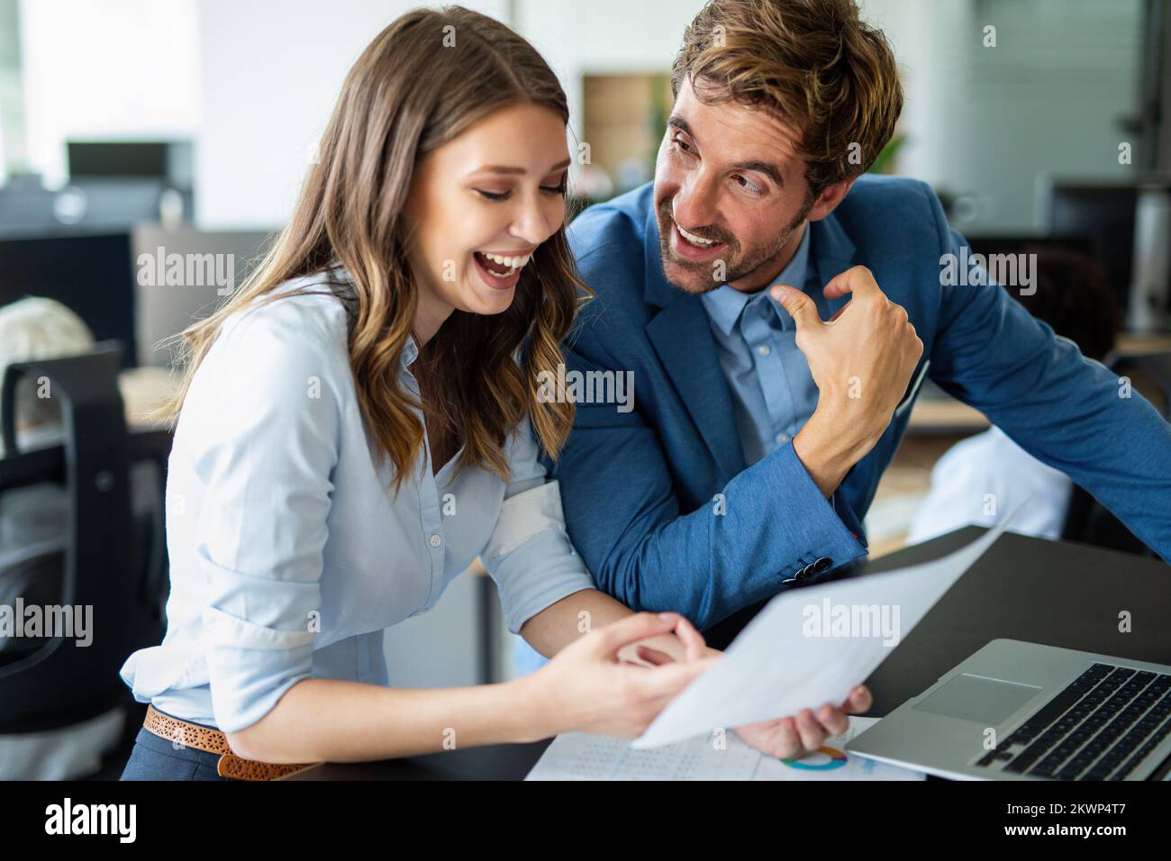 Group of successful business people meeting in office, sharing their ...