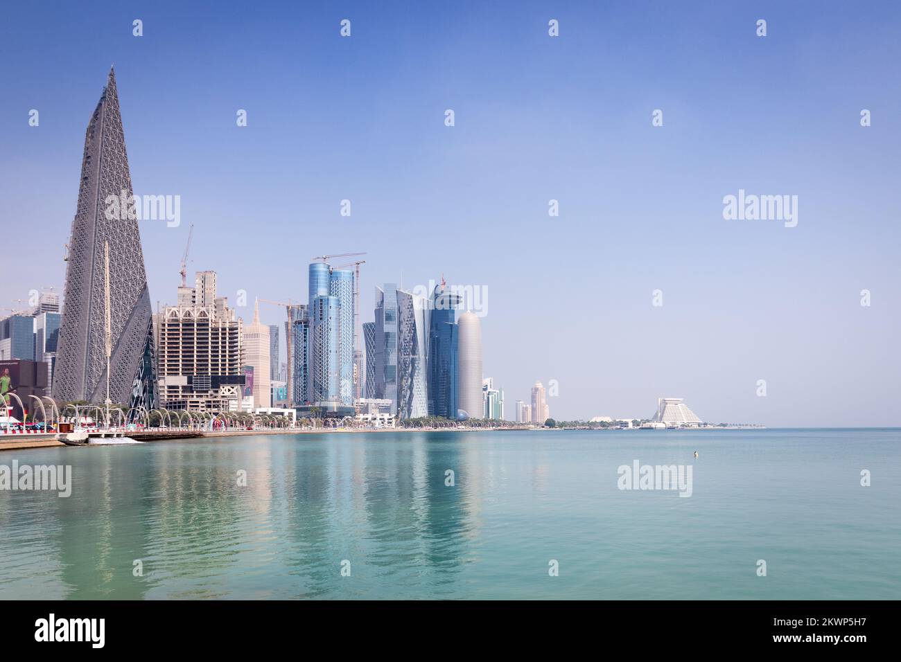 Panoramic waterfront view of Corniche promenade on a clear blue day ...
