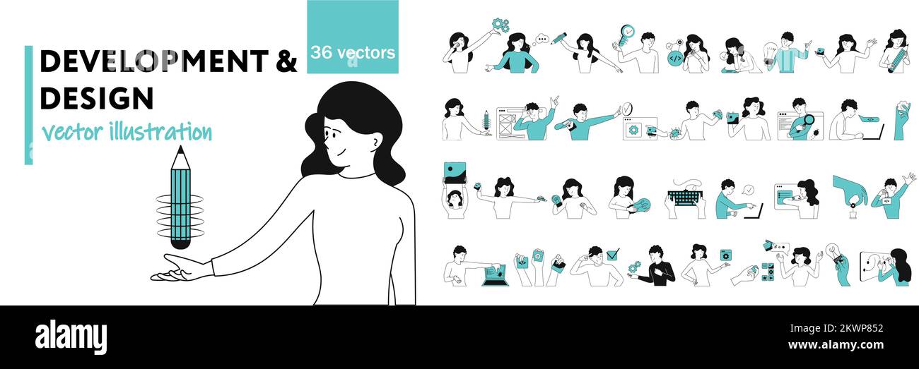 Design and development concept vector illustrations. Set of people and ...