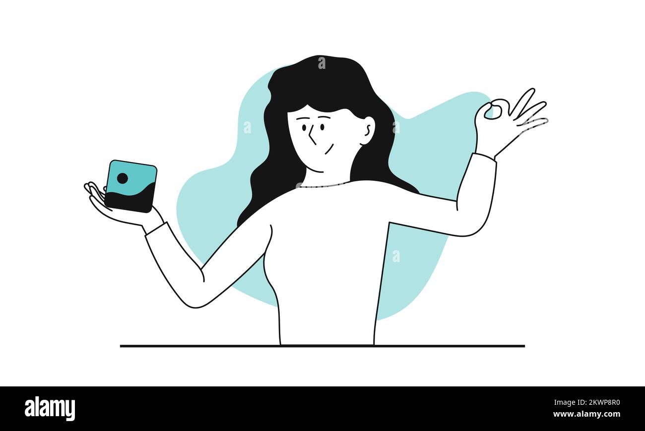 Woman find digital work vector illustration concept. Online business ...