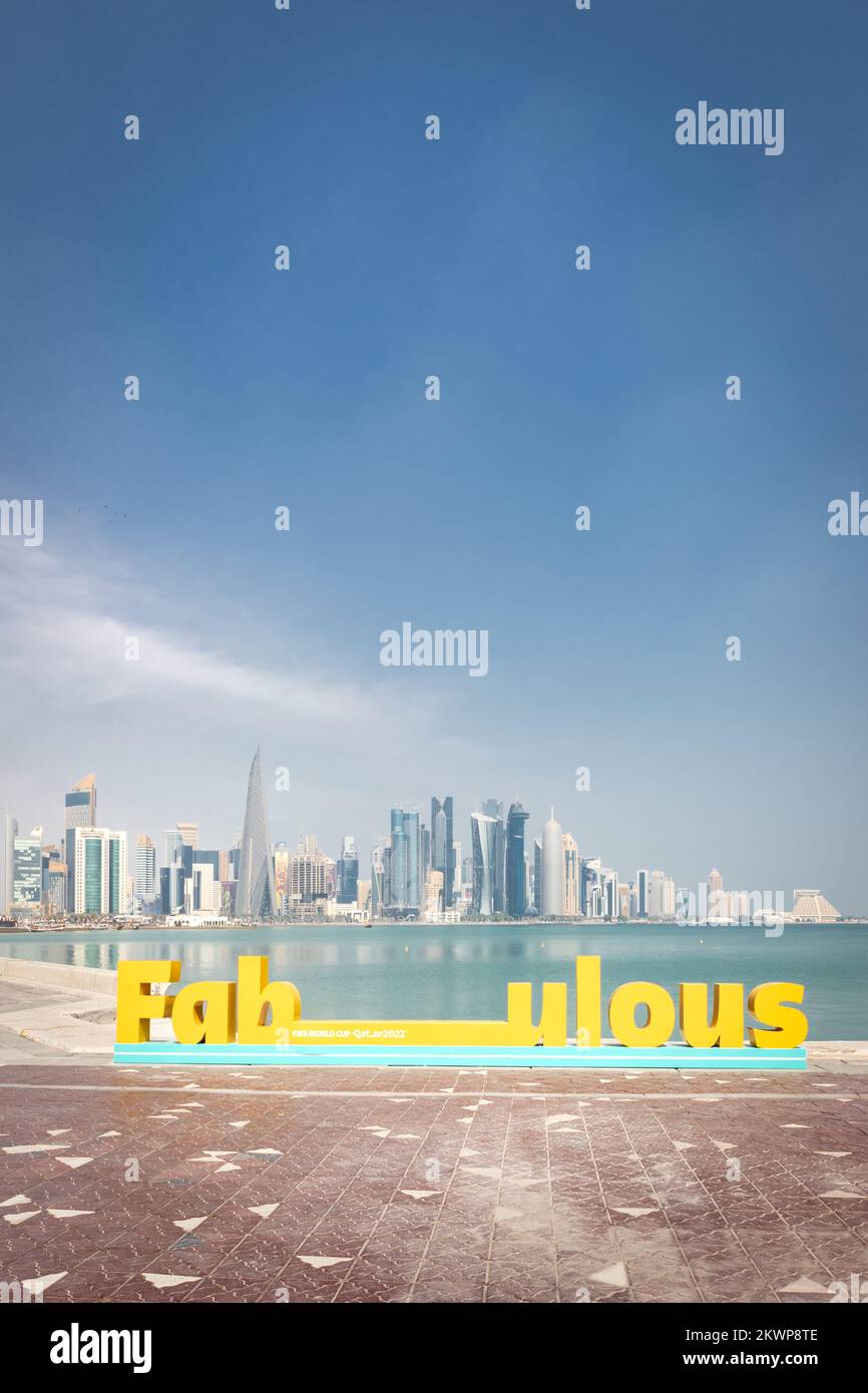 Fabulous sign for FIFA World cup 2022, Doha, Qatar Stock Photo - Alamy