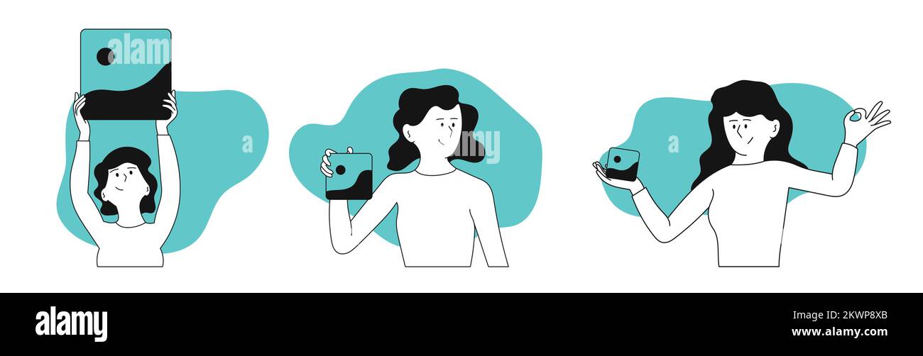 Woman digital artist vector concept illustration. Creative designer and ...