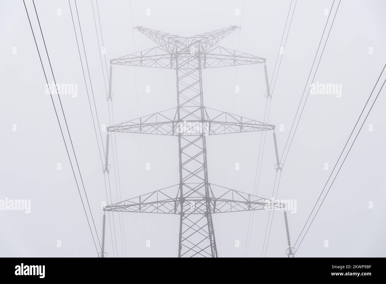 High voltage power lines in Pepowo, Poland © Wojciech Strozyk / Alamy ...