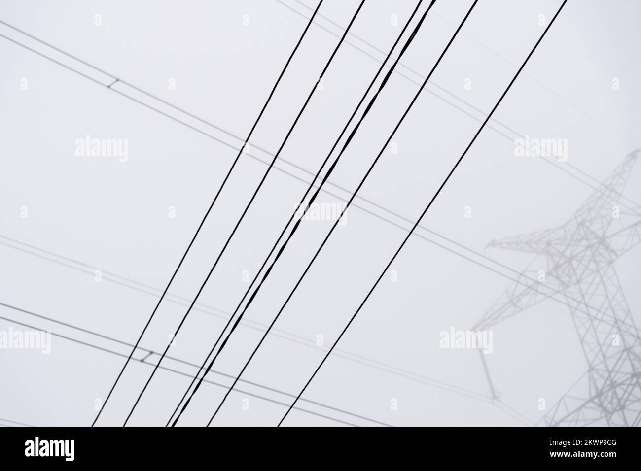 High voltage power lines in Pepowo, Poland © Wojciech Strozyk / Alamy ...