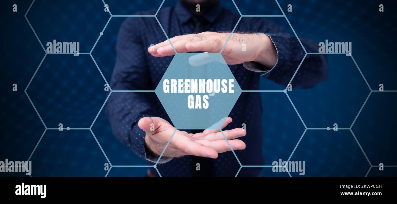 Text sign showing Greenhouse Gas, Business showcase carbon dioxide ...