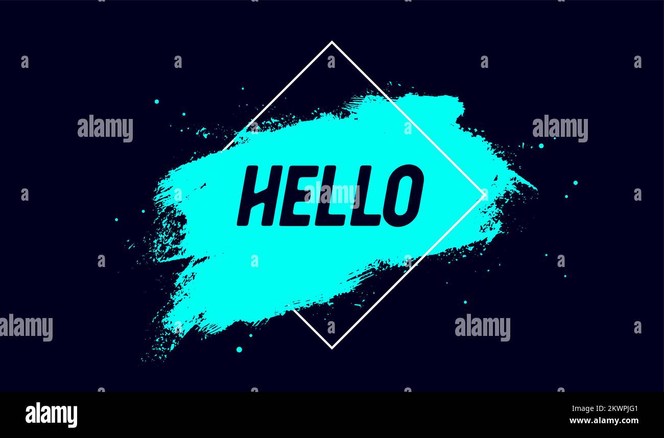Hello. Banner, speech bubble, poster and sticker concept, geometric ...