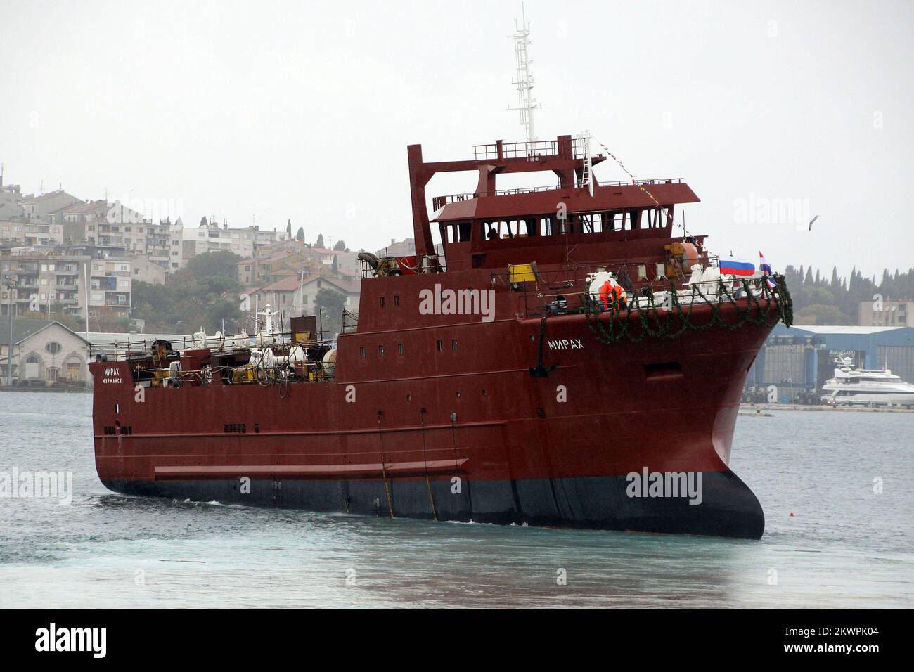 23.11.2013., Pula, Croatia - In the Pula shipyard Uljanik is launched a ...