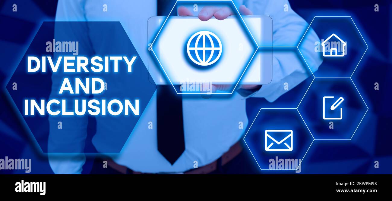 Text caption presenting Diversity And Inclusion, Internet Concept range ...