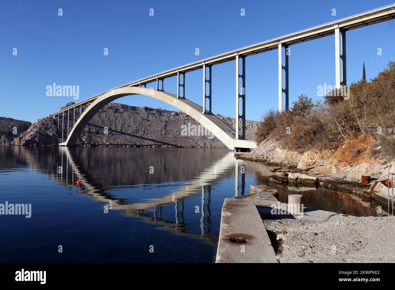 04.12.2013., Kraljevica, Croatia - Krk Bridge is a 1430 m long ...
