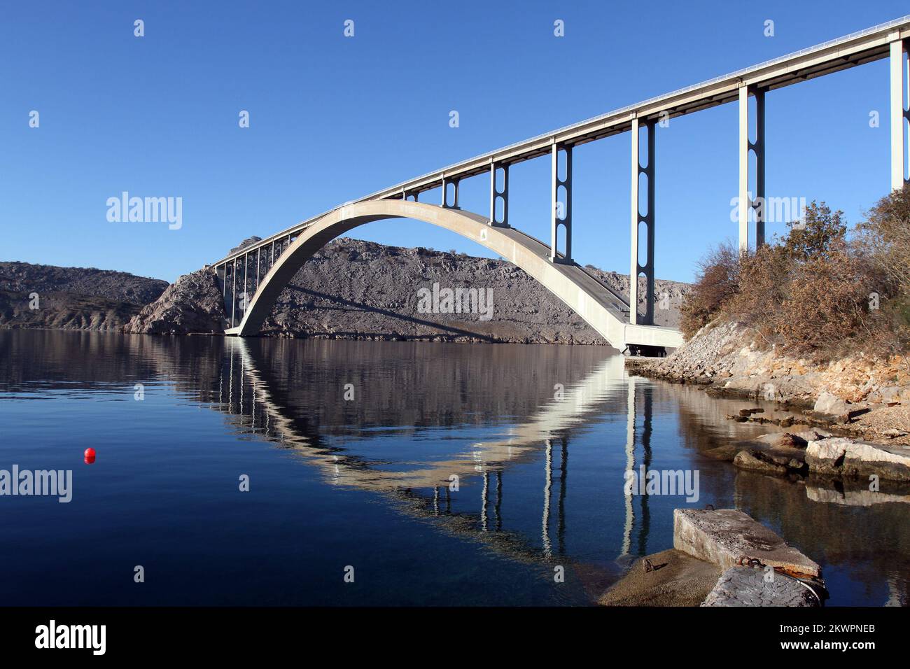 04.12.2013., Kraljevica, Croatia - Krk Bridge is a 1430 m long ...