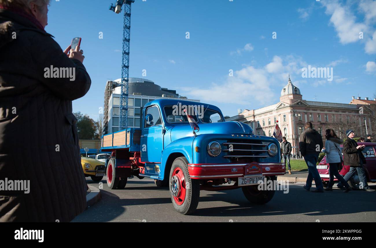 07.12.2013., Zagreb, Croatia - Marshal Tito Square, Column historic ...
