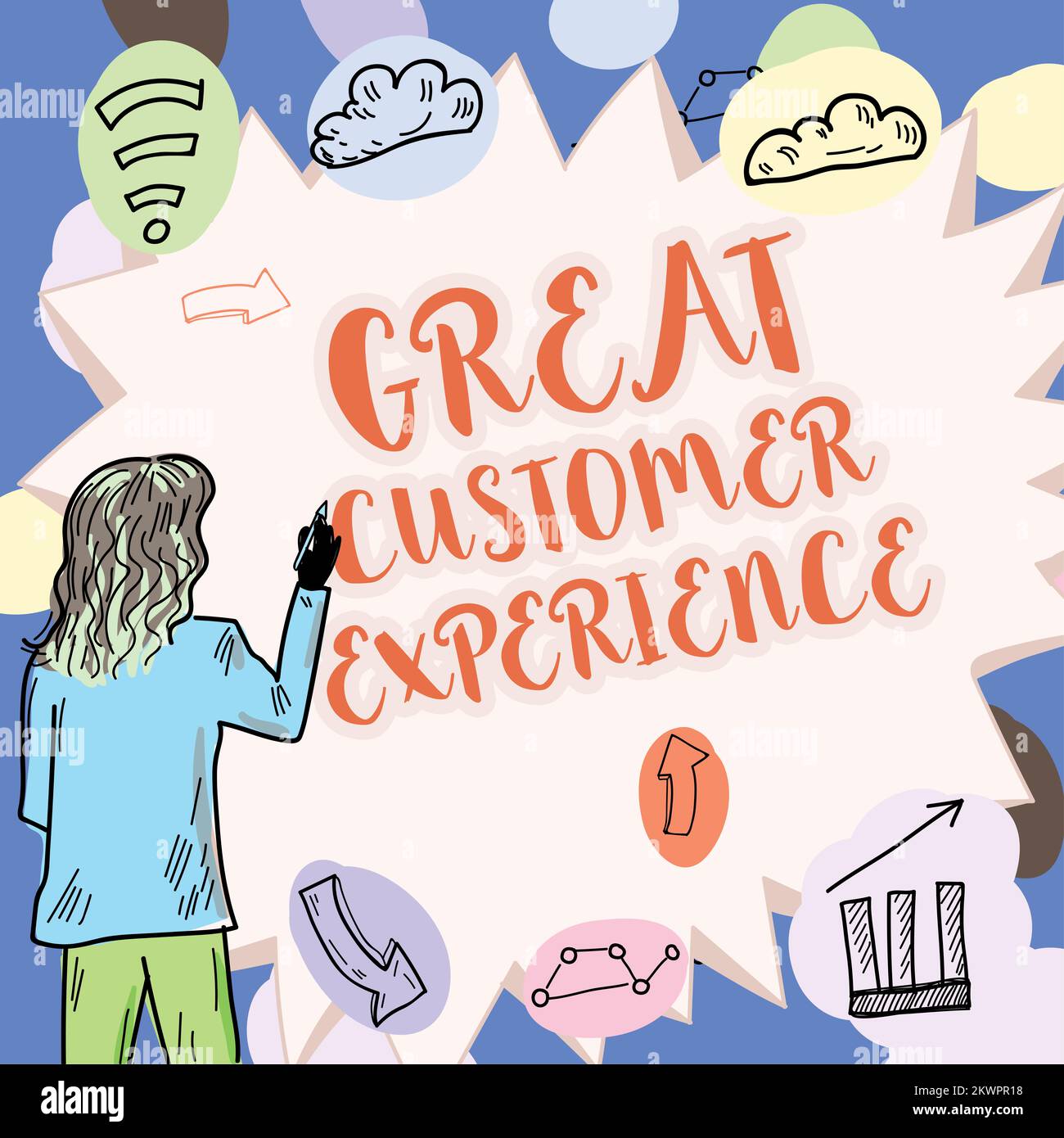 Sign displaying Great Customer Experience, Business showcase responding ...